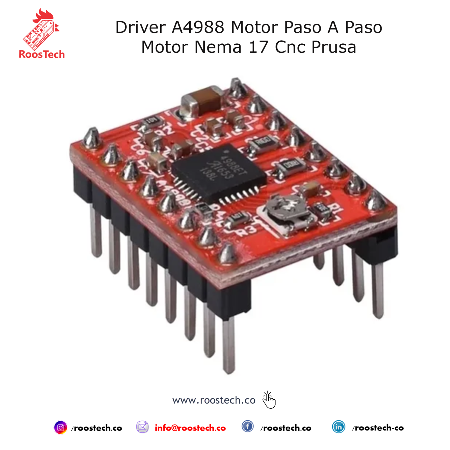 Driver A4988 Motor Paso A Paso • RoosTech Electronica