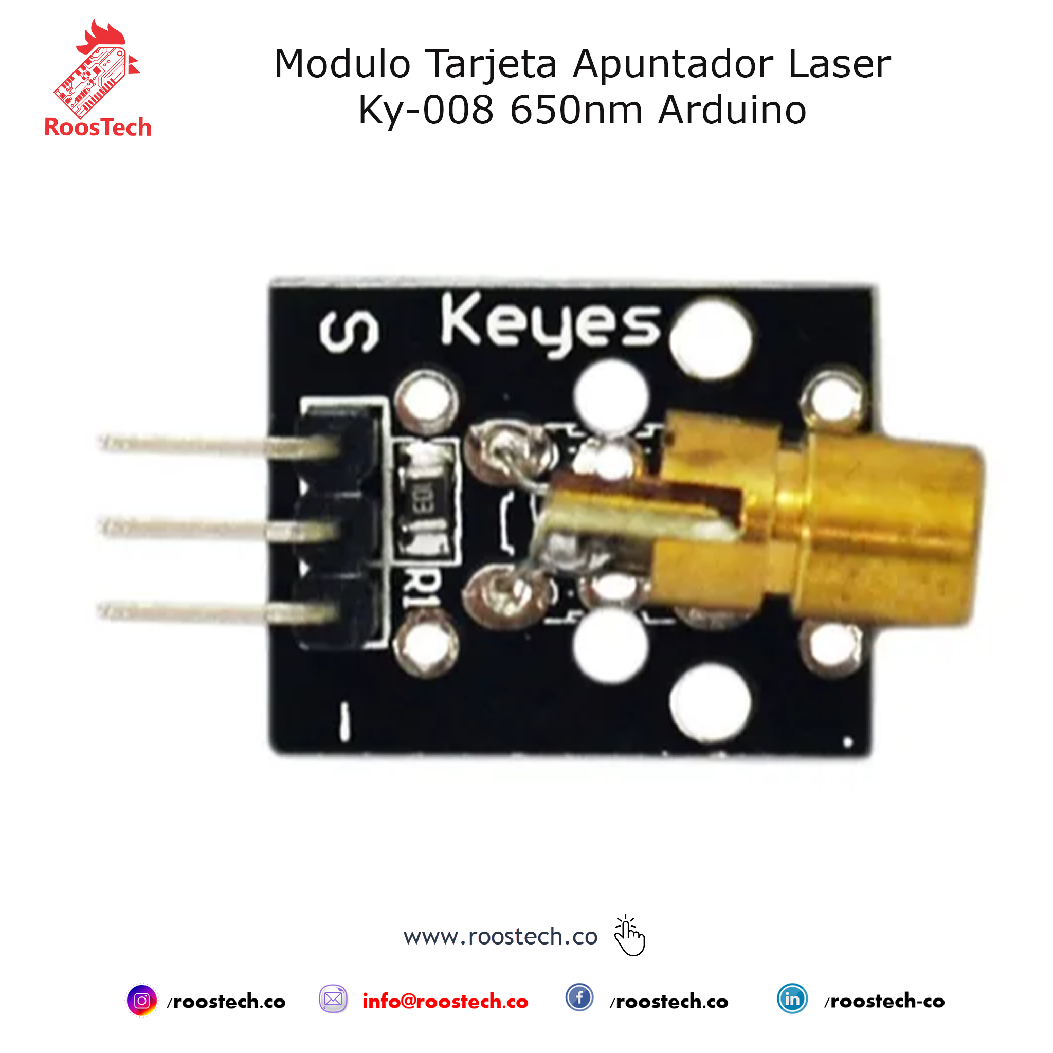 Modulo Tarjeta Apuntador Laser Ky-008 650nm Arduino