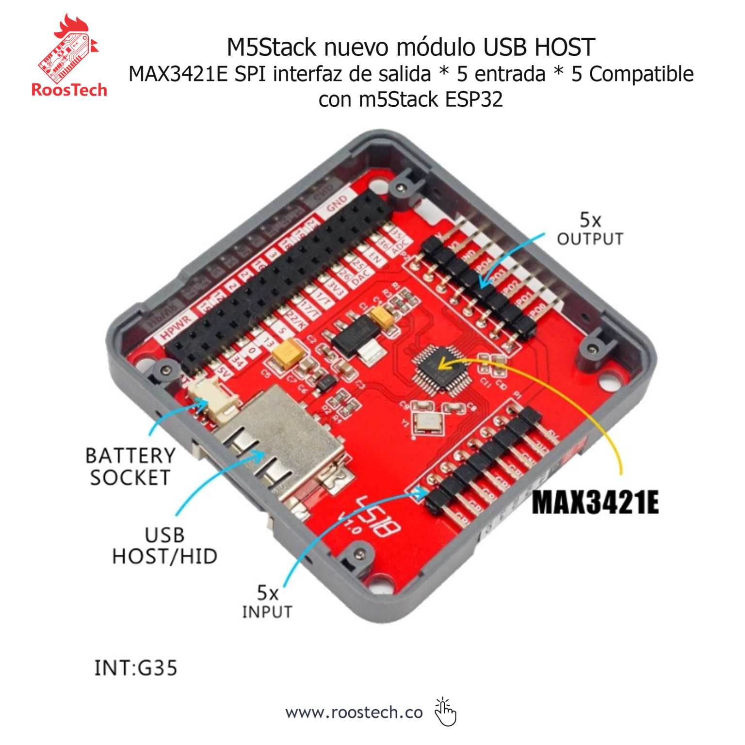 M5Stack Módulo USB HOST MAX3421E SPI Compatible Con M5Stack ESP32 ...